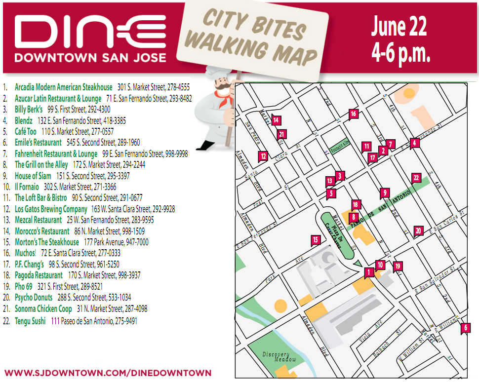 The San Jose Blog: Dine Downtown City Bites Walking Map