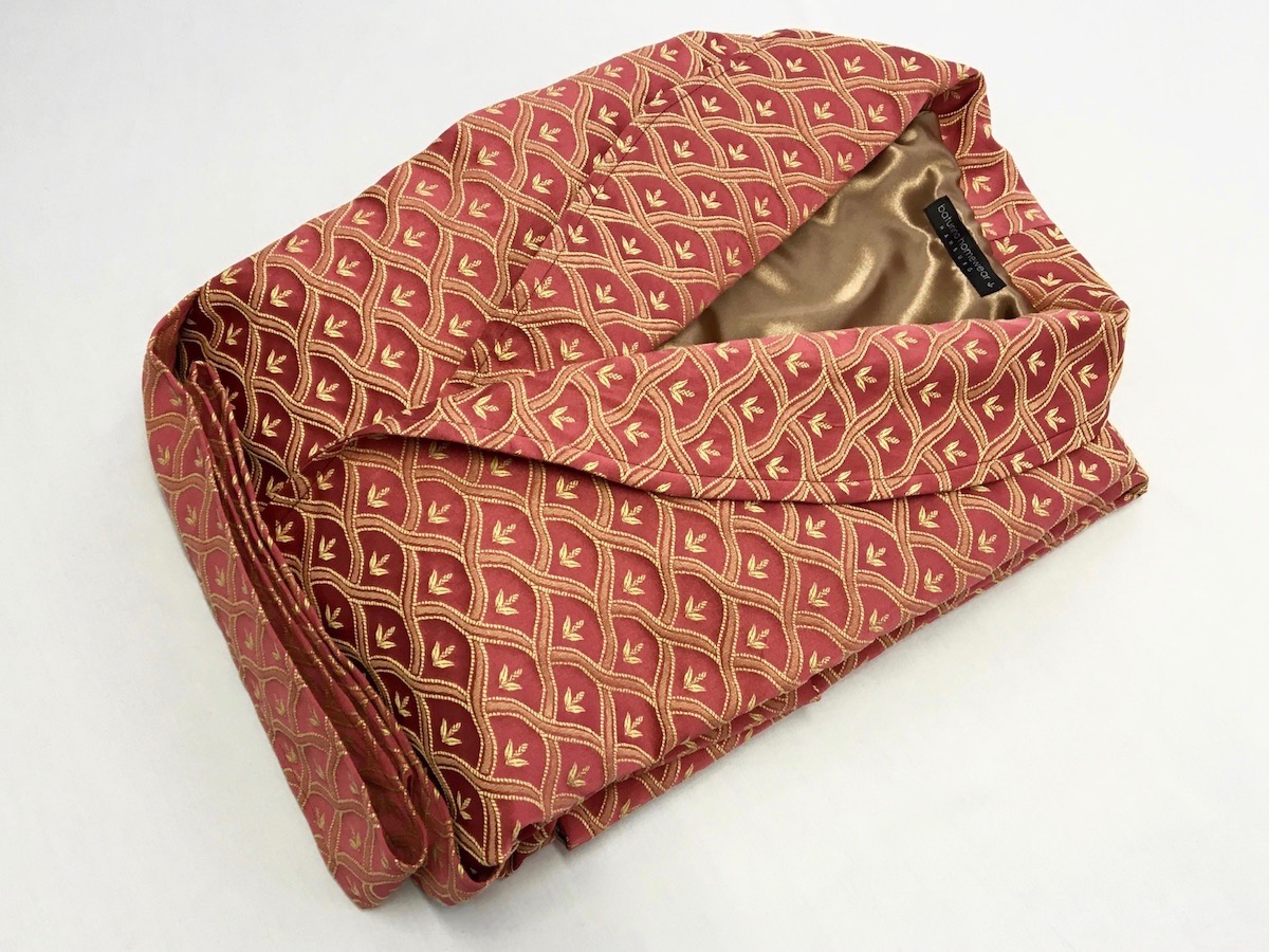 Burgundy Gold Floral Men's Luxury Silk Dressing Gown