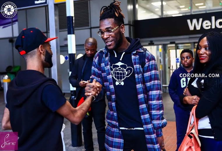 Photos of Burna Boy as he arrived the UK for his birthday concert