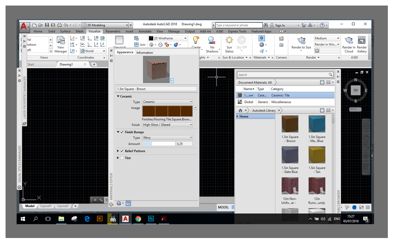 Material Browser pada Autocad - cadasictecture