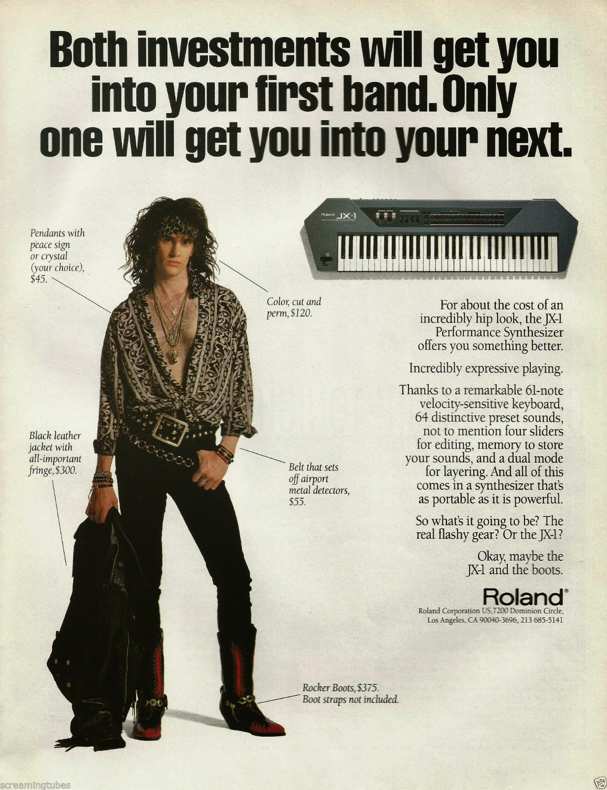 MATRIXSYNTH: 1991 ROLAND JX-1 PERFORMANCE SYNTHESIZER PRINT AD