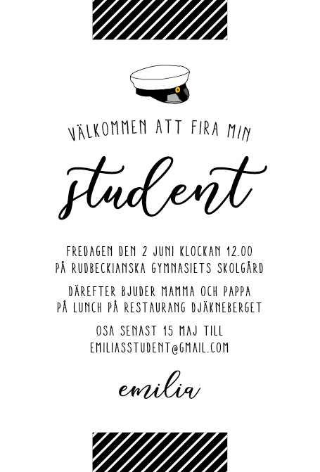 Inbjudningskort till student