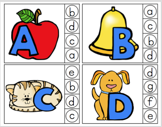 Alphabet Clip Cards with Worksheets ~ Preschool Printables