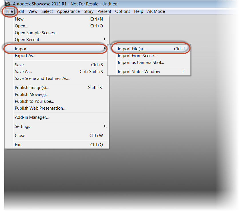 Preparing to import a file.
