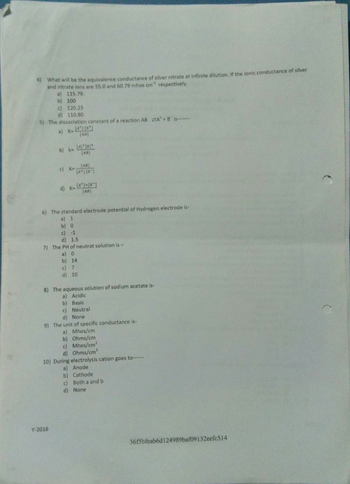 Chemistry: University Question Papers