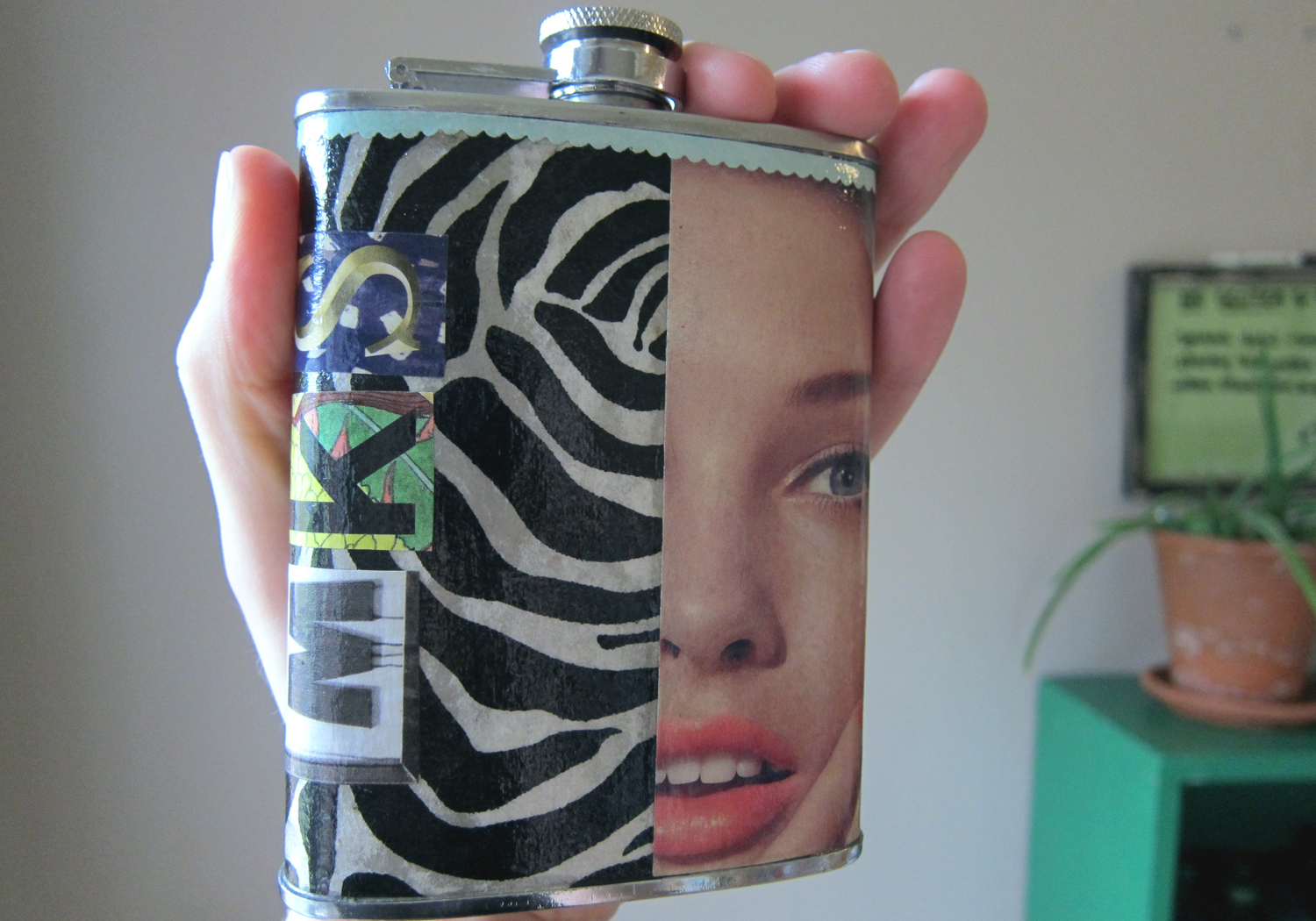 Calico: Decoupage Flask