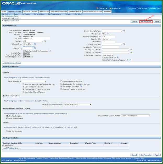 Oracle Applications: Oracle EBTax Setups and Process for Payables ...