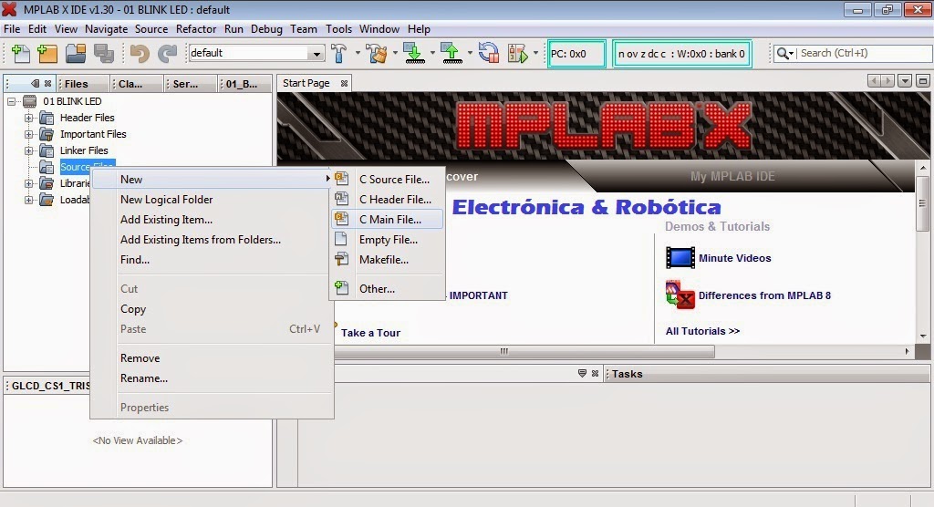 MPLAB X & C18: Crear nuevo proyecto