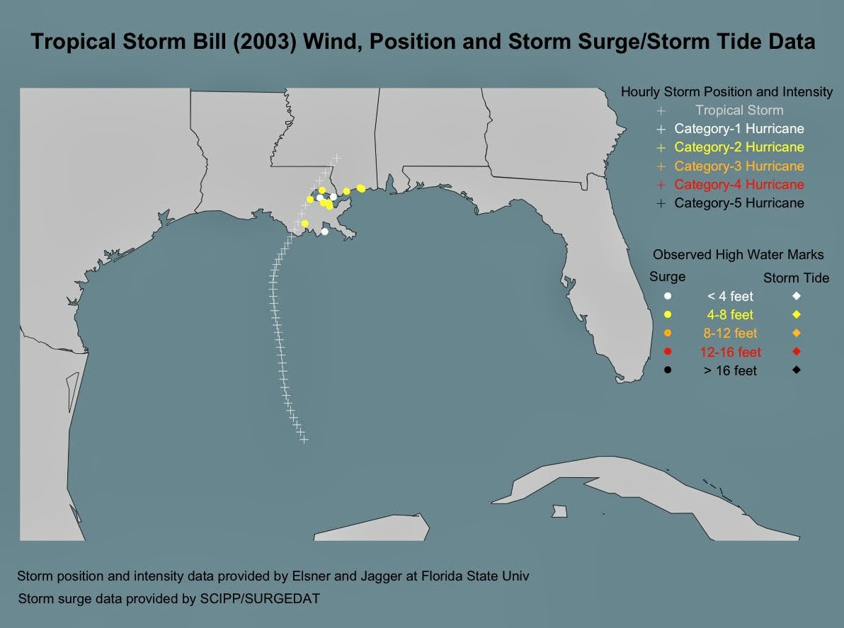 Hurricane Hal's Storm Surge Blog: Surge Maps from Tropical Storms along ...