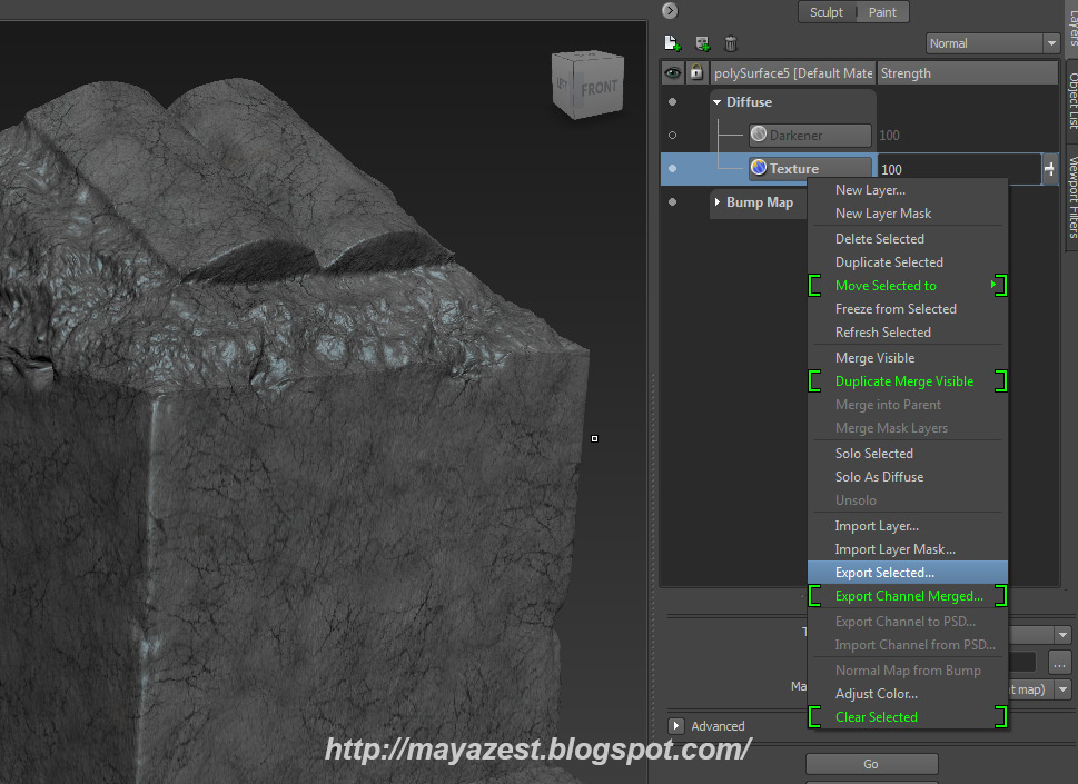 Maya Zest: Ptex displacement and texturing in Mudbox to V-ray for Maya PART 1