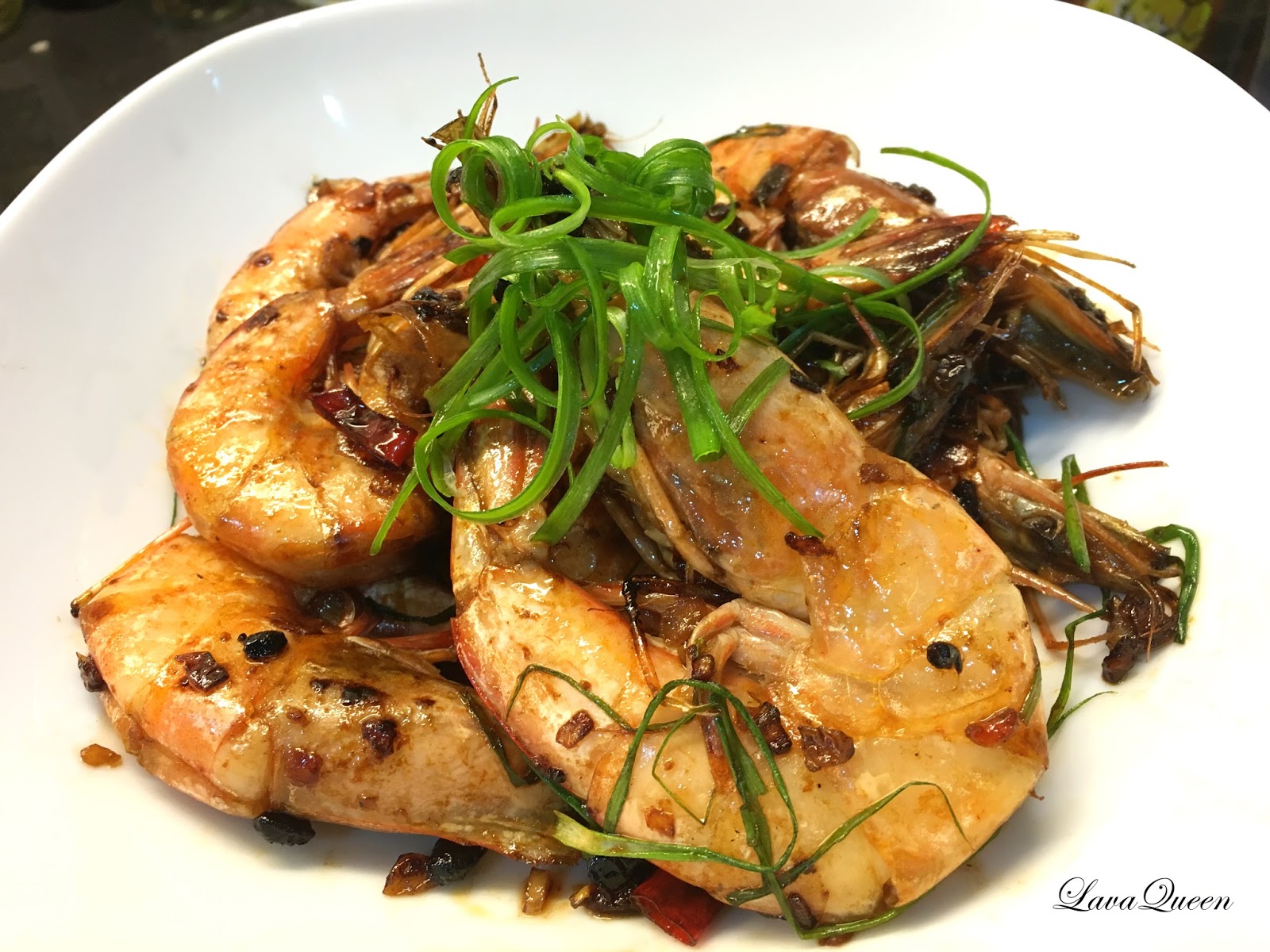 WOK-FRIED PRAWNS IN FERMENTED BLACK BEAN SAUCE - Lava Queen