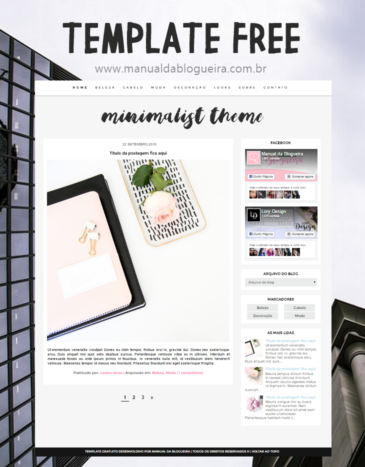 Menina Moderna: LAYOUT FREE PARA BLOGGER