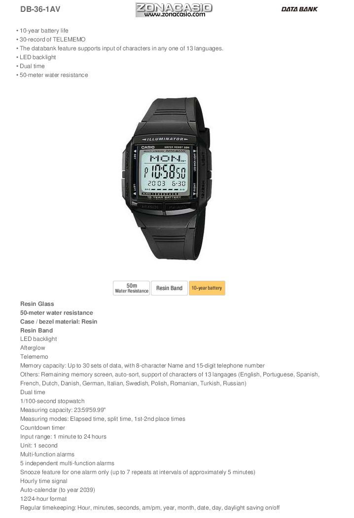 Zona Casio: Se cumplen diez años de los DB-36 DataBank