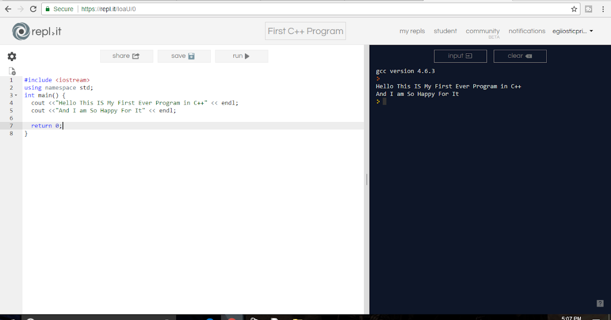 First Program in C++