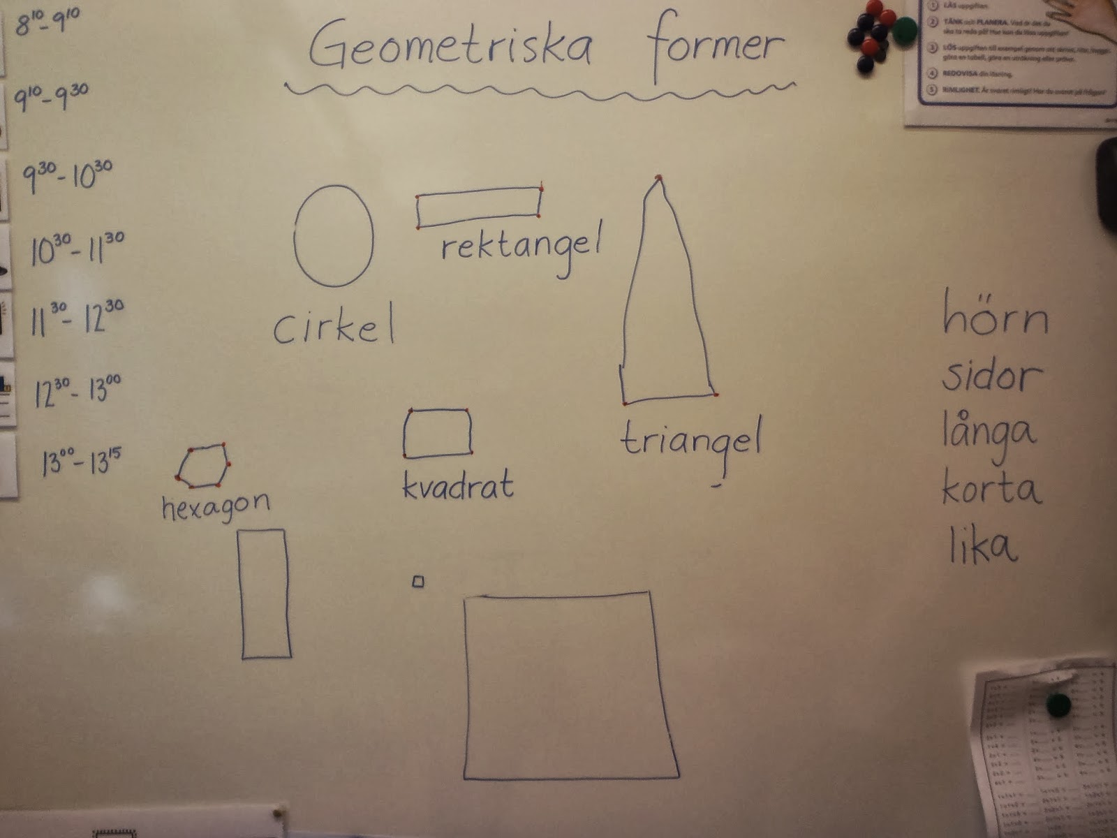 Klass 2A Augustenborgsskolan: Geometriska former/figurer/objekt