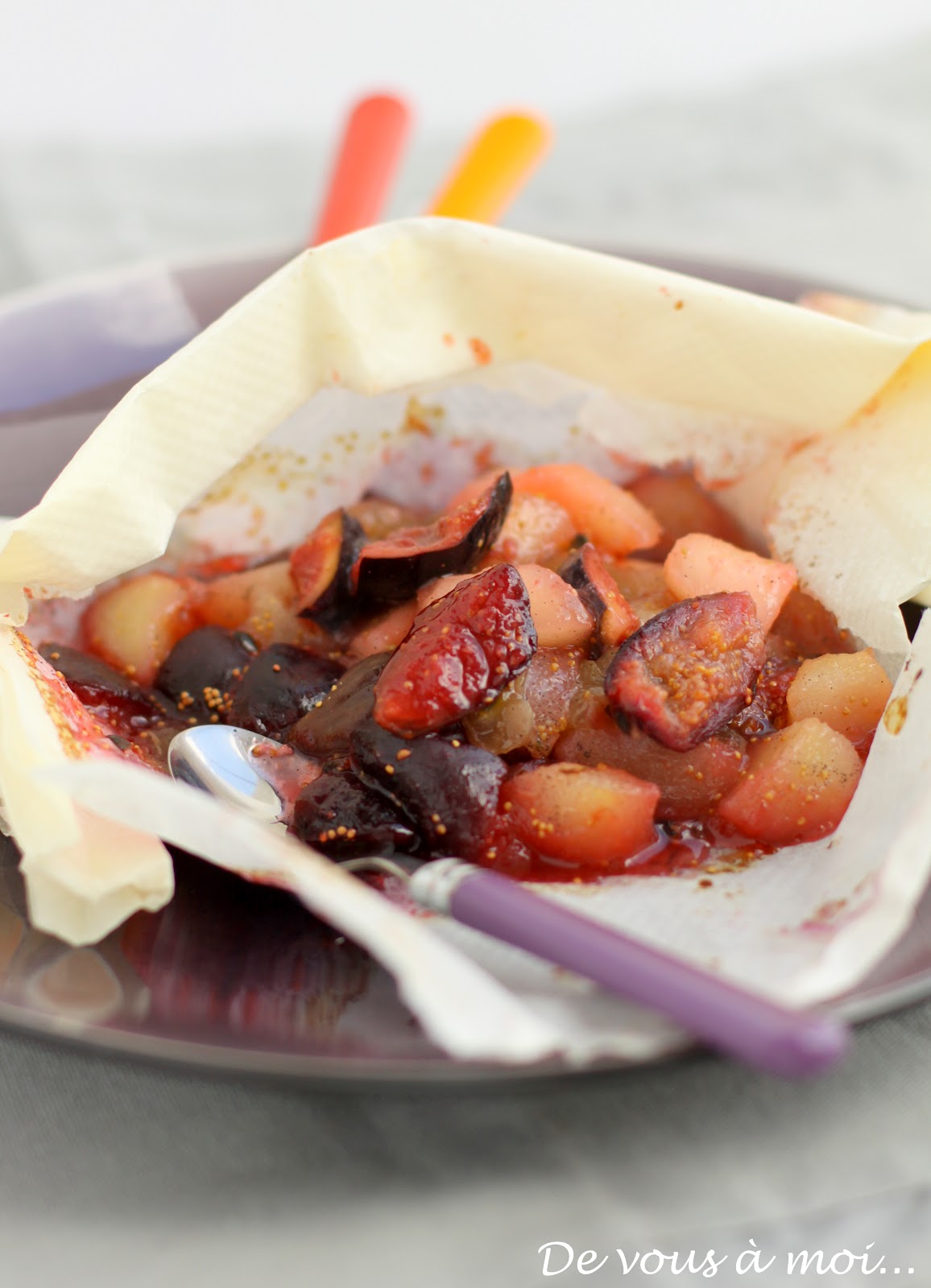 De vous à moi...: Papillote de Fruits d'Automne, et Glace aux Calissons