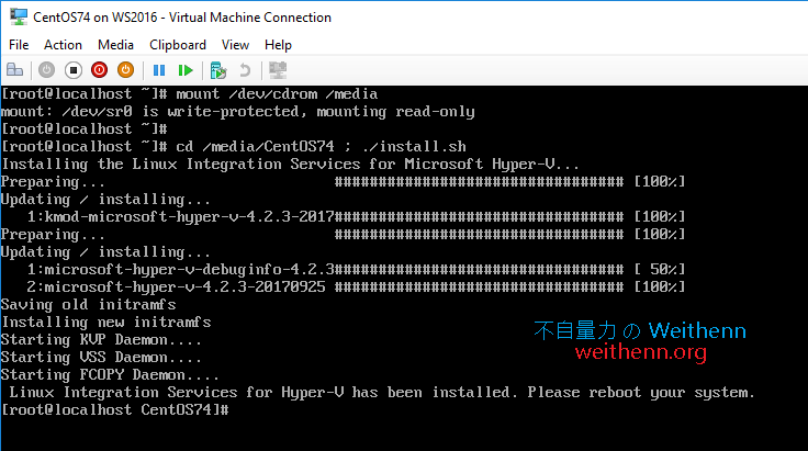 CentOS 7.4 基礎設定 (1) - 安裝整合服務並建立一般使用者帳號 ~ 不自量力 の Weithenn