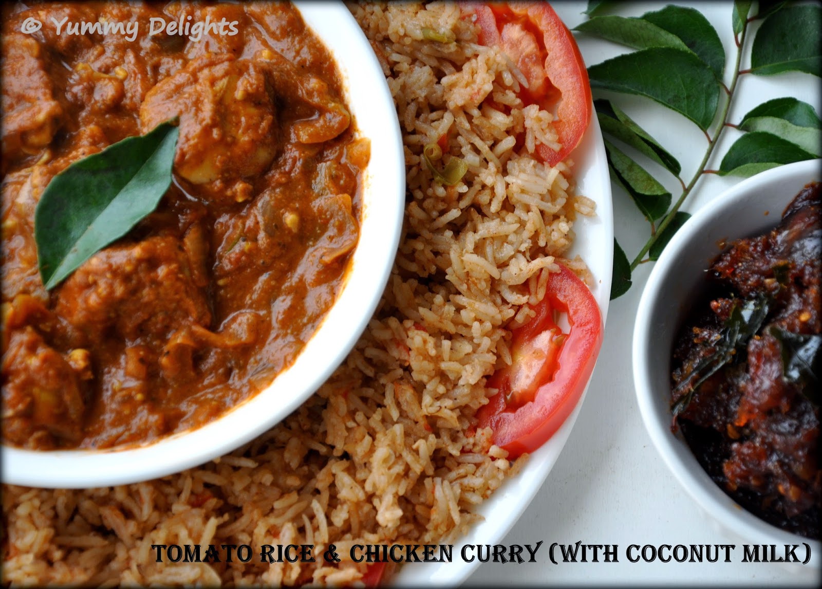 ♥ Yummy Delights !: Tomato Rice & Chicken Curry