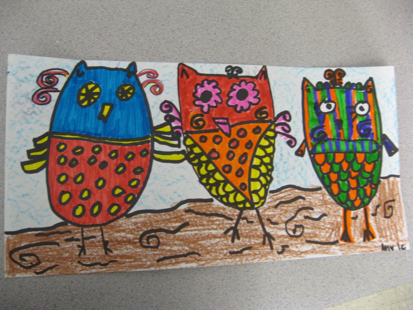 Jamestown Elementary Art Blog: 1st Grade Color Scheme Owls