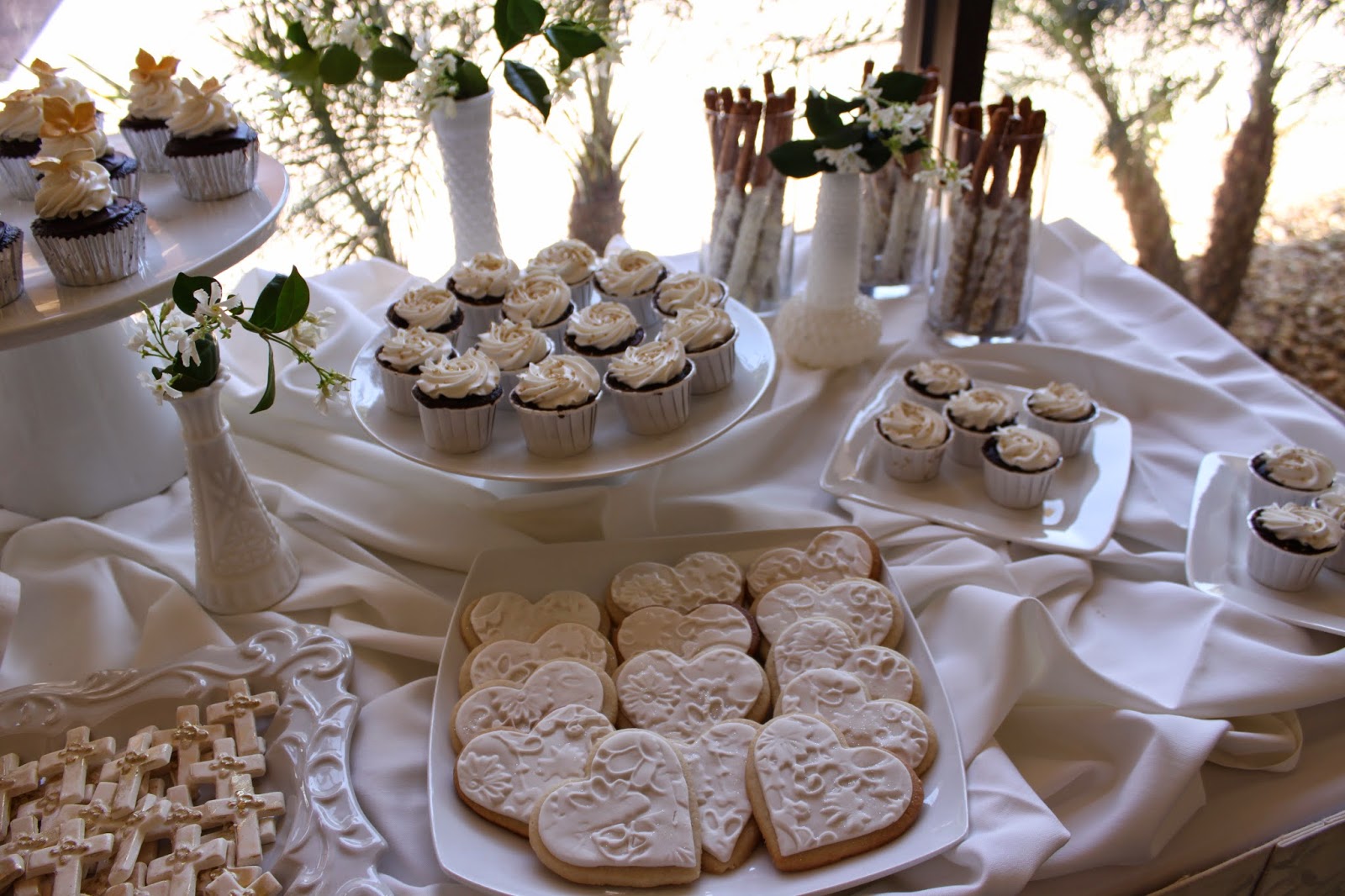 Elegant Gold First Communion Cake and Dessert Table