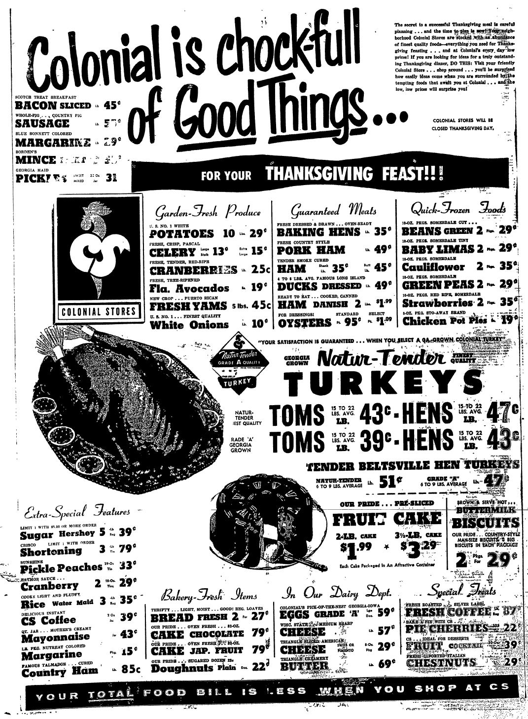 IMAGES OF OUR PAST - THANKSGIVING AD - COLONIAL GROCERY - DUBLIN ...