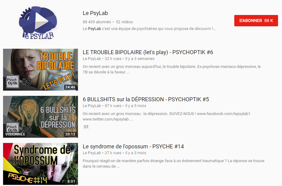 Le fondateur du PSYLAB (chaîne YOUTUBE pédagogique et déstigmatisante sur la psychiatrie ...