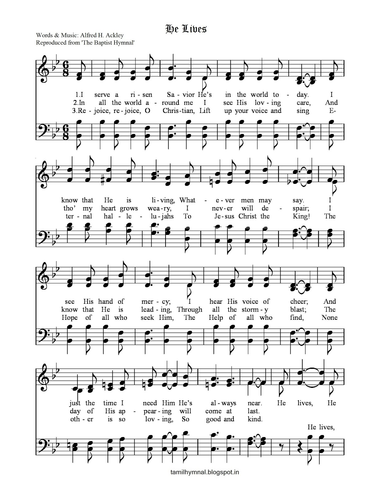 Sing unto the Lord: I serve a risen