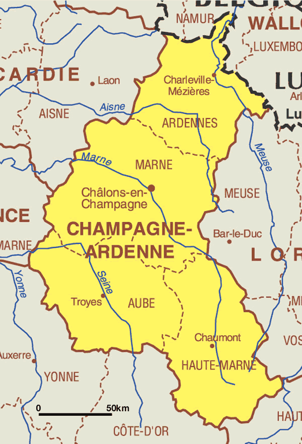Carte de Champagne Ardenne Département Région - Carte France Département Région