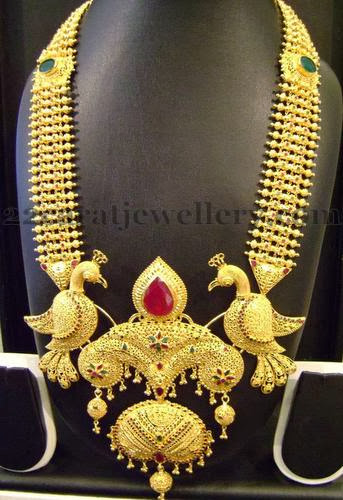 220gms Gold Haram cum Vaddanam - Jewellery Designs