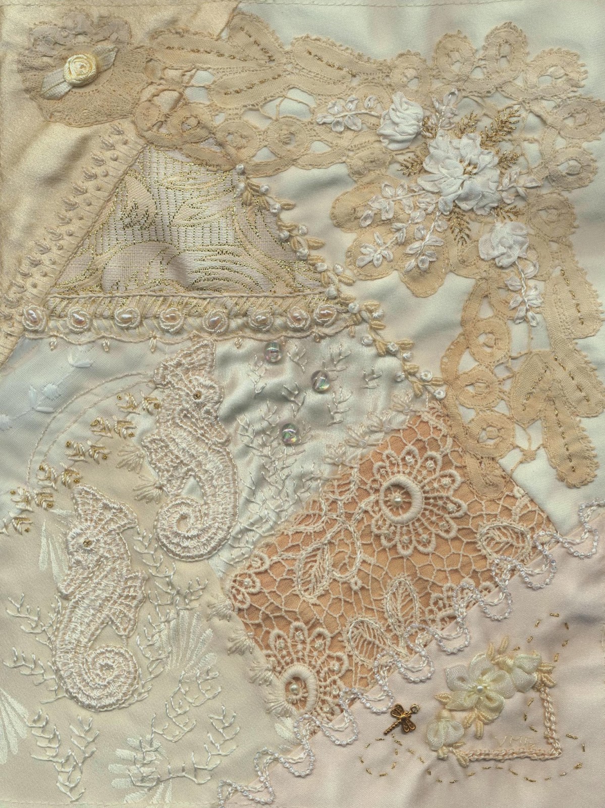 Viv's Crazy Quilting Journey: Cream-on-Cream Quilt Blocks