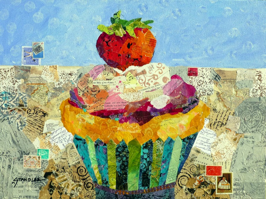 Nancy Standlee Fine Art: Torn Paper Collage, Cinderella Cupcake ...