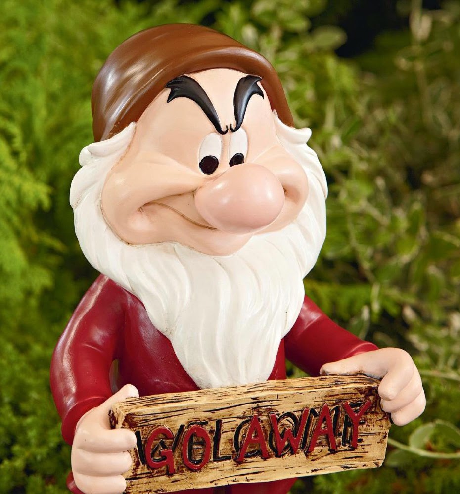 Grumpy Disney Garden Statue Welcome Go Away Sign at Jerome Weeks blog