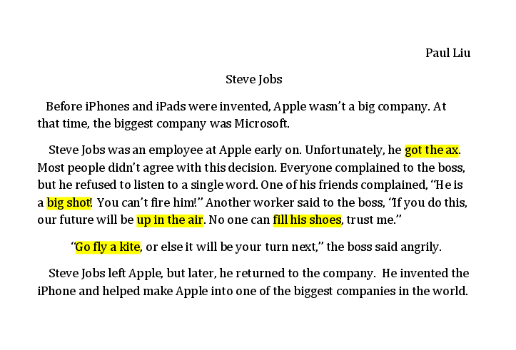 Kay's Summer ISP Classes: Idiom Stories