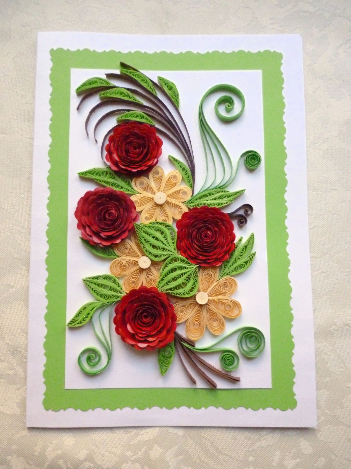 Papírvilág: quilled flower card / quilling virágos üdvözlet