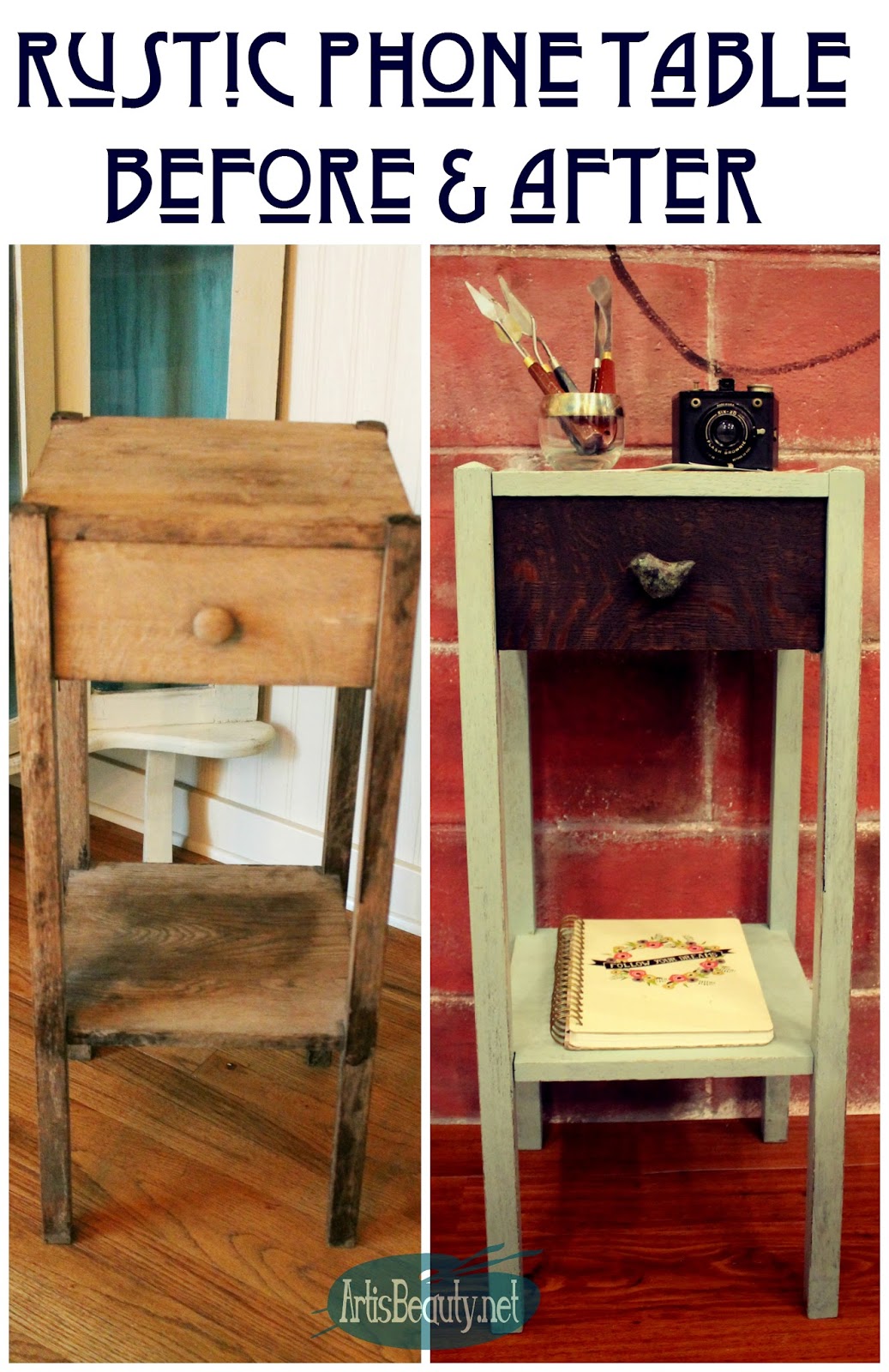 ART IS BEAUTY: Rustic Phone Table Makeover Themed Furniture Makeover