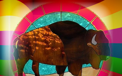 Stained Glass Buffalo Pattern ~ painting on glass