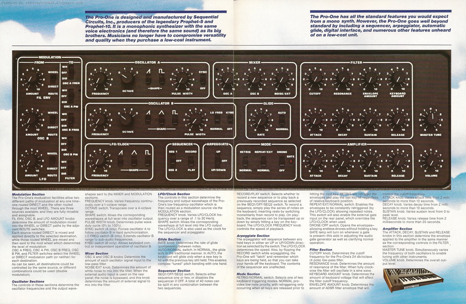 Retro Synth Ads: Sequential Circuits Inc. Pro-One Spec Sheet, 1981