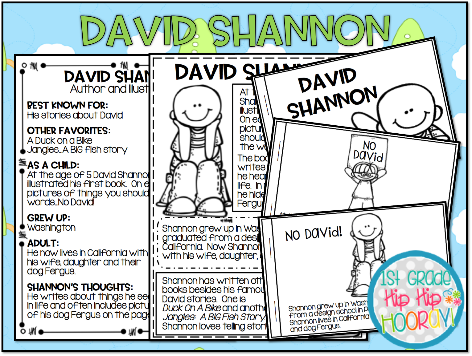 1st Grade Hip Hip Hooray!: David Shannon Author Study