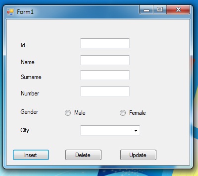 Create an application in vb which insert, delete and update data in the ...