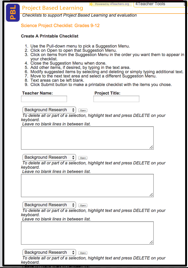 Must Have Project-Based Learning Checklists for Your Class ...
