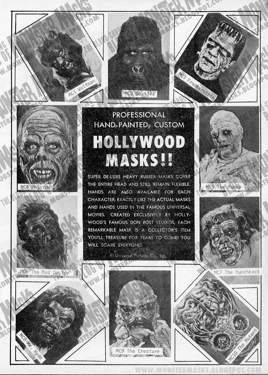 Don Post Studios Universal Monster "Calendar Mask" Catalog Sheet ...