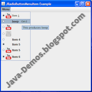 JRadioButtonMenuItem in Swing Example for Beginners — Java Demos