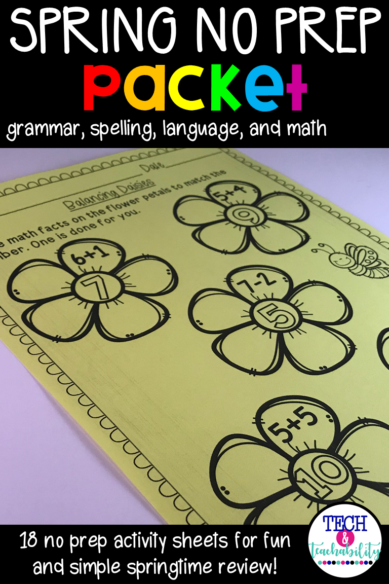 Spring NO PREP Packet! - Tech and Teachability