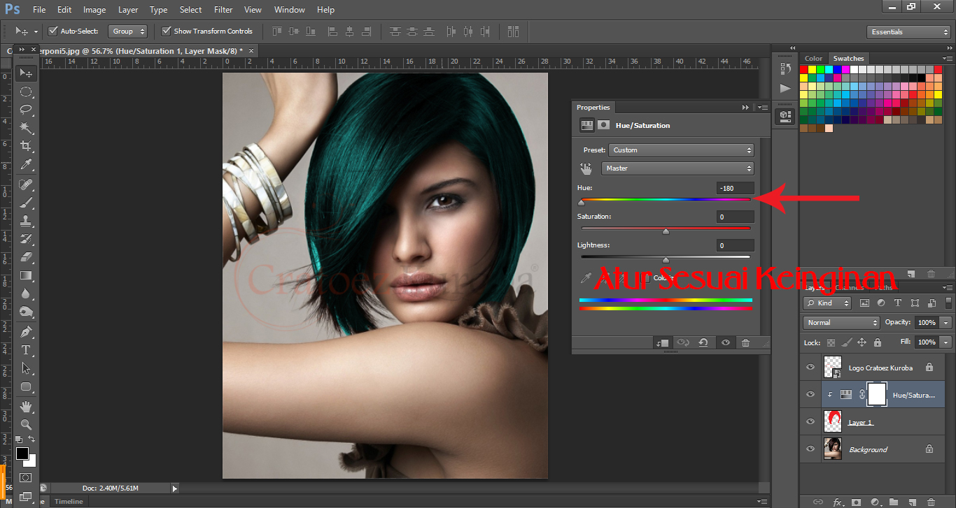 Tutorial Photoshop - Cara Warna Rambut Dengan Cepat | BELAJAR EDIT BERSAMA
