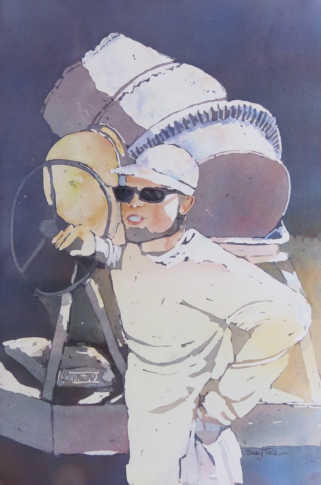 Suzy 'Pal' Powell Watercolors Collages and Sketches: Cement Man