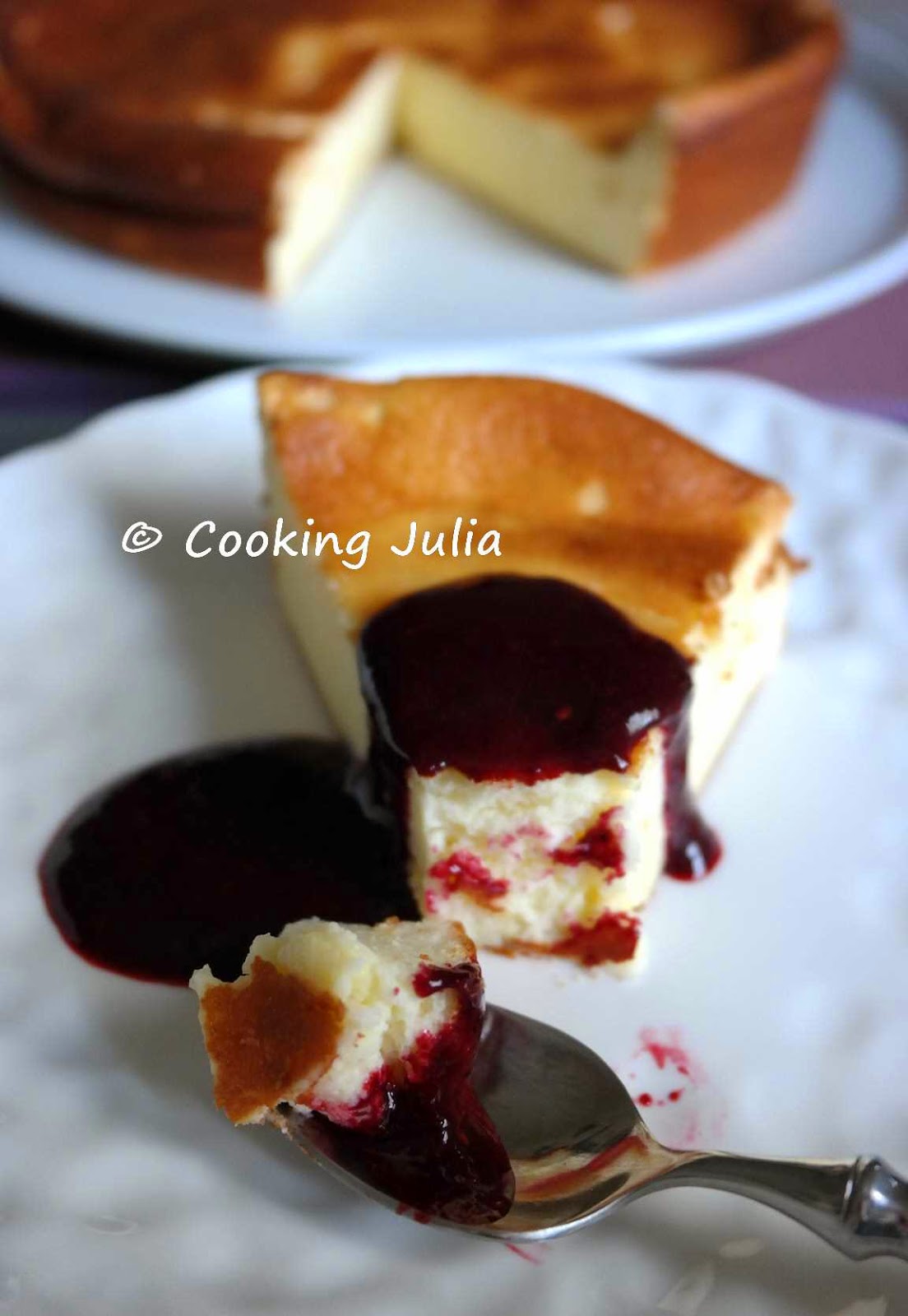 COOKING JULIA : GÂTEAU AU FROMAGE BLANC, COULIS DE FRUITS ROUGES