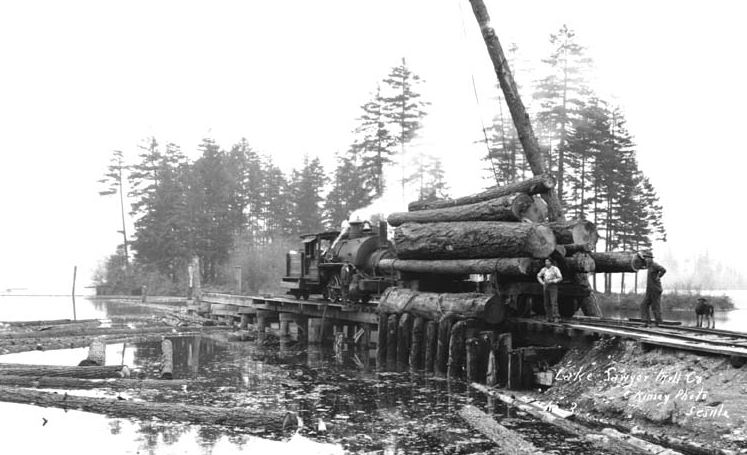 Just A Car Guy: Lake Sawyer log dump train, 1920s