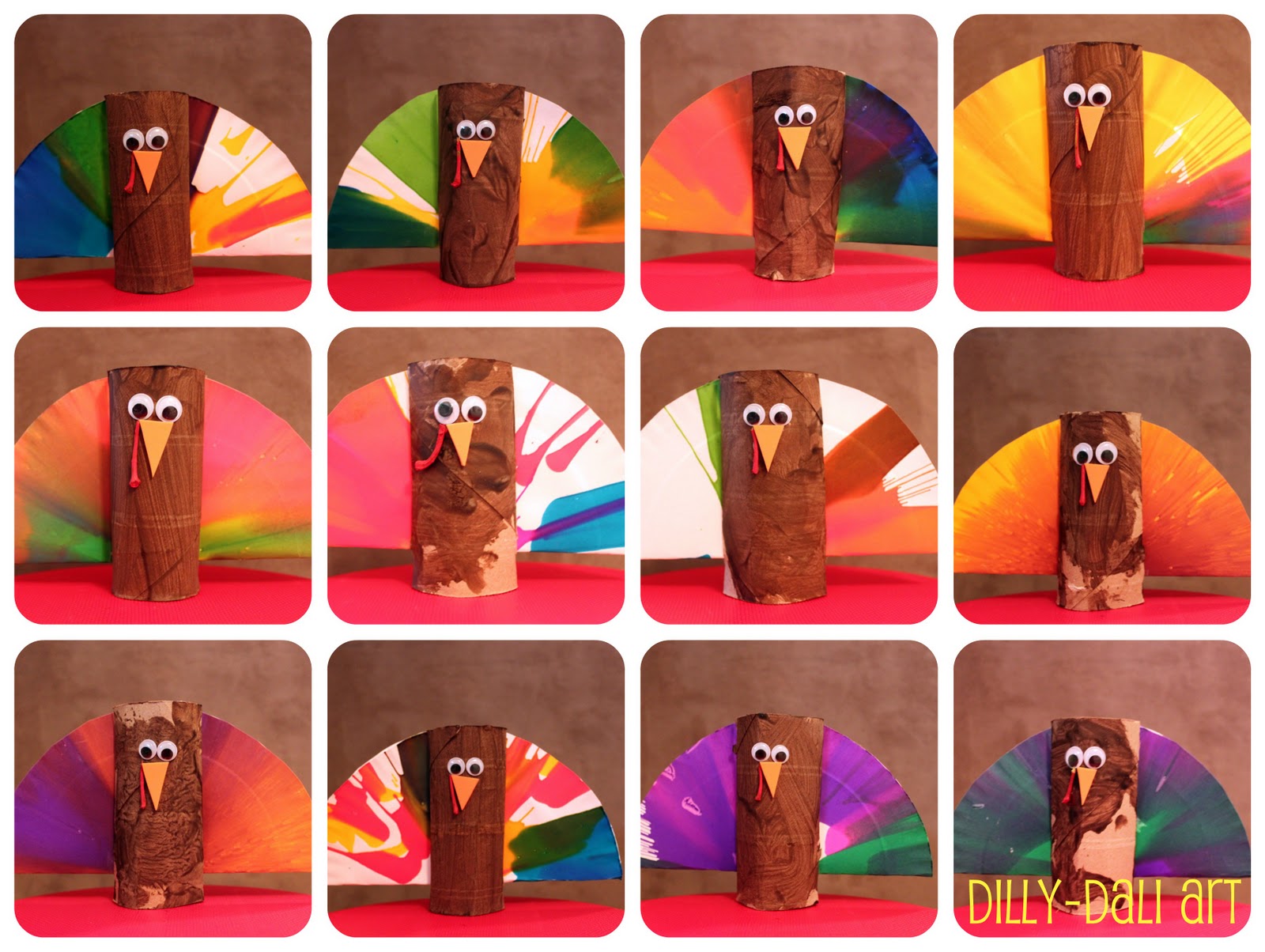 Dilly-Dali Art: Spin Art Turkeys