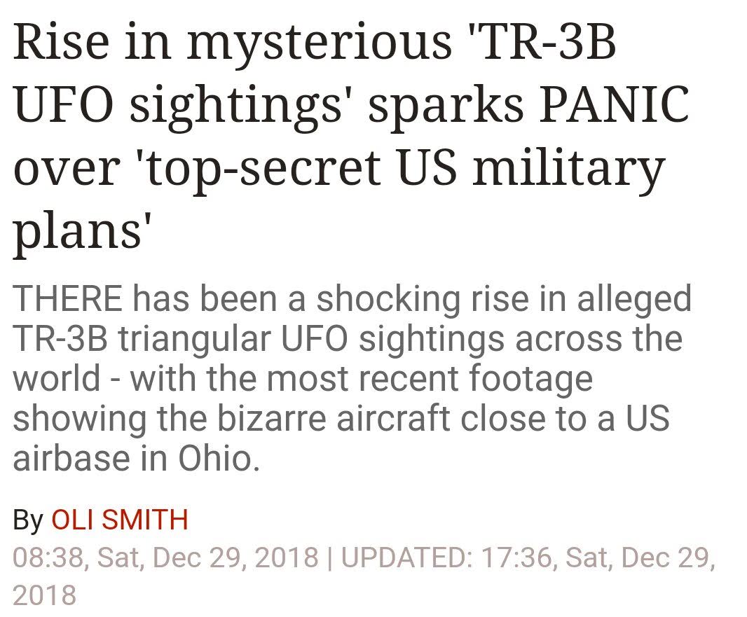 光明會 錫安長老會 聖羅馬帝國和NWO 及森遜密碼驗證: 神秘的'TR-3B UFO目擊'上升爆發就'絕密美國軍方計劃'的恐慌