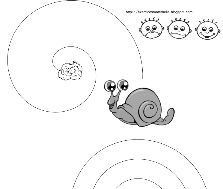 Maternelle: Graphisme : je trace une spirale, avec un escargot et une ...